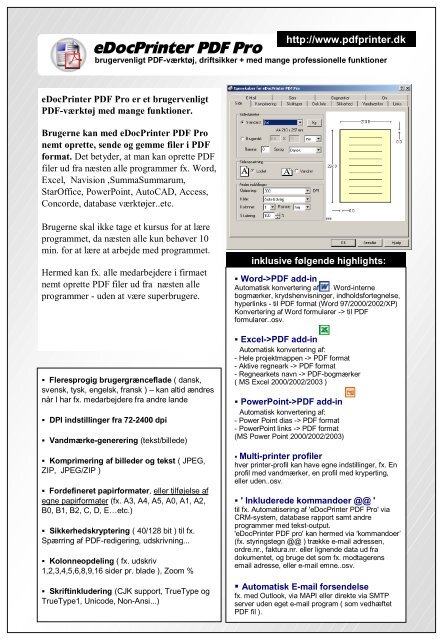 eDocPrinter PDF Pro - produktblad
