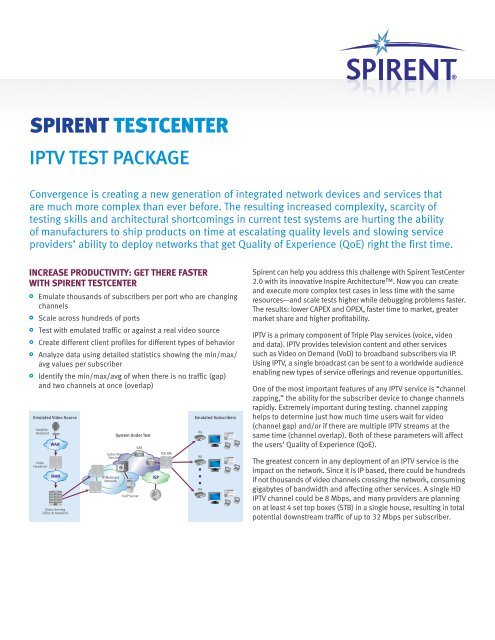 Spirent TestCenter IPTV Test Package Datasheet