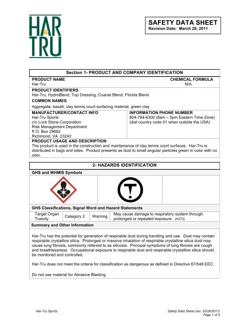 Har-Tru MSDS