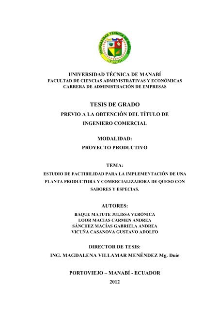 tesis de grado - Repositorio UTM - Universidad TÃ©cnica de ManabÃ­