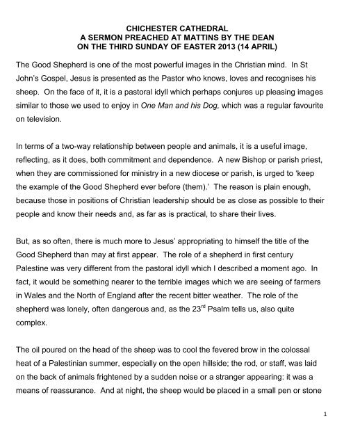 The Very Reverend Nicholas Frayling, Dean - Chichester Cathedral