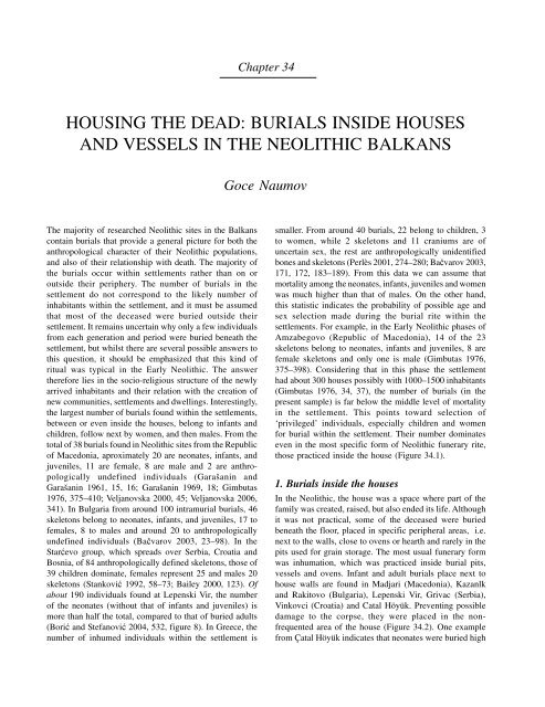 burials inside houses and vessels in the neolithic balkans