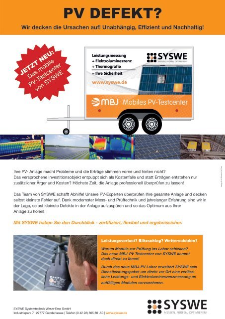 Photovoltaik - Flyer - Systemtechnik Weser-Ems