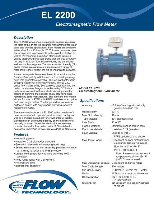 EL 2200 Series Electromagnetic Flow Meter