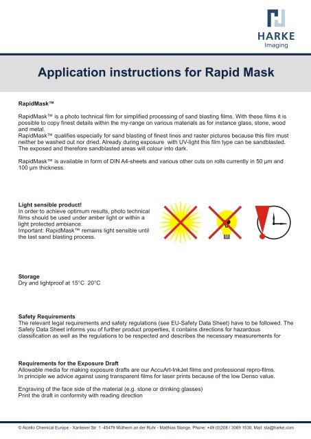 Application instructions for Rapid Mask