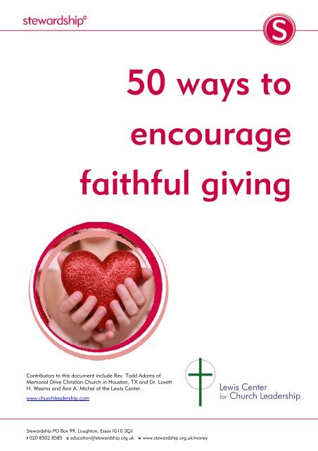 Stewardship 50 ways to encourage faithful giving