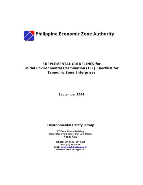 Philippine Economic Zone Authority - Environmental Management ... Philippine Economic Zone Authority - Environmental Management ...
