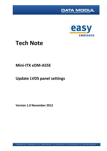 Tech Note - Update LVDS panel settings - Data Modul