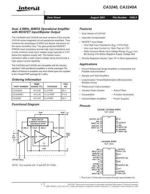 CA3240, CA3240A - IDS-Elektronik