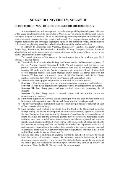 Microbiology - Solapur University