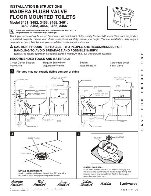 Installation Instructions - American Standard