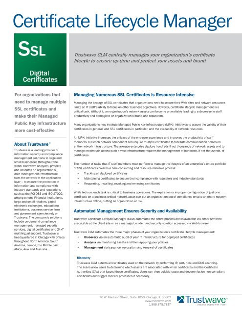 Certificate Lifecycle Manager - SSL By Trustwave