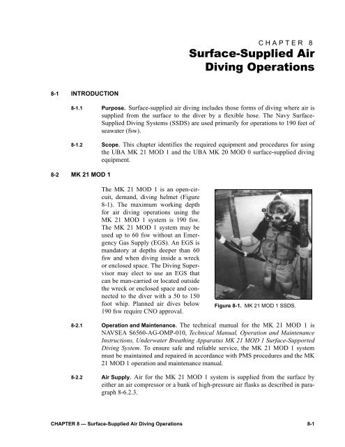 8 â Surface-Supplied Air Diving Operations - GlobalSecurity.org