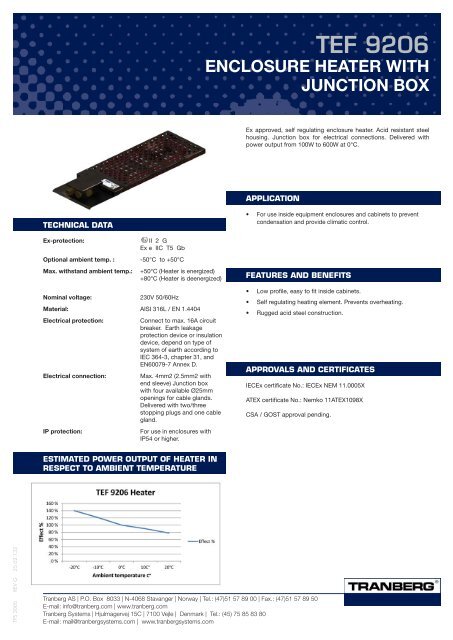 Datasheet - Tranberg