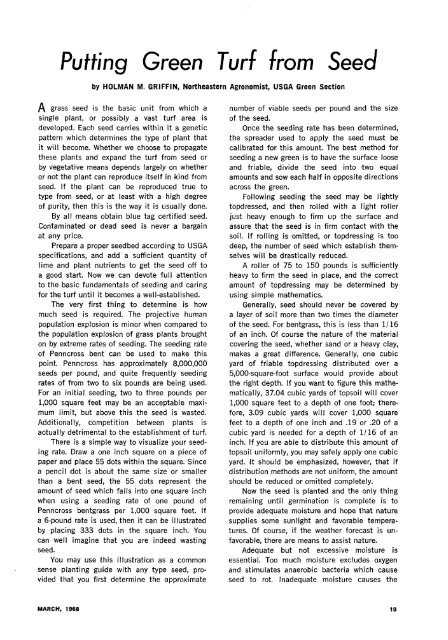 Putting Green Turf from Seed - USGA Green Section Record