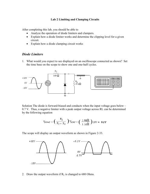 Lab 2 Clipping and Clamping Circuits-Solution