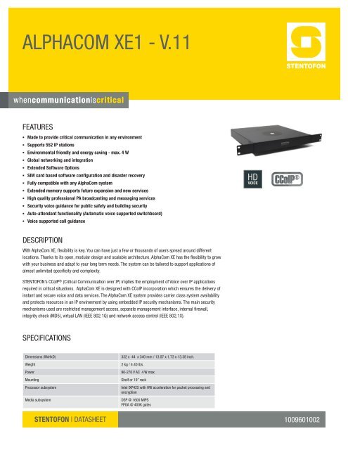 AlpHACom XE1 - v.11 - Zenitel