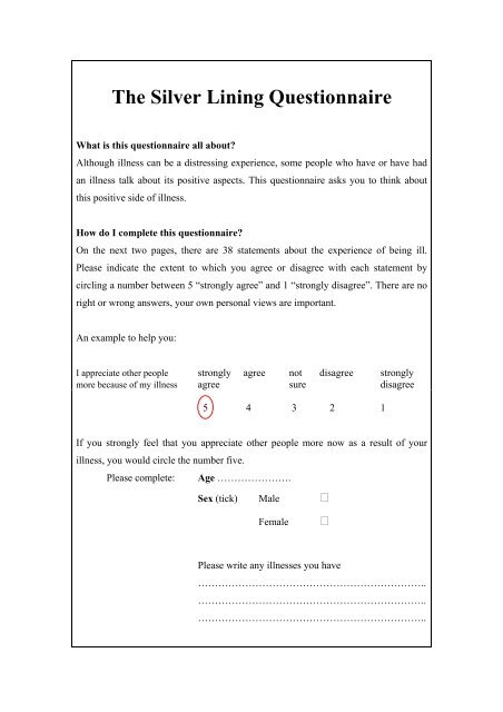 The Silver Lining Questionnaire
