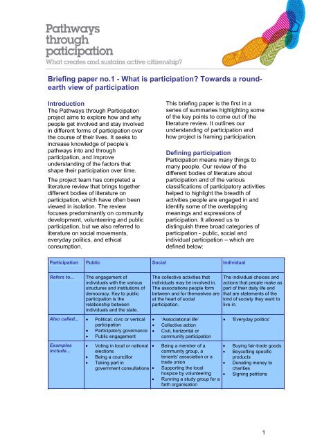 Summary 1 template - Pathways through Participation