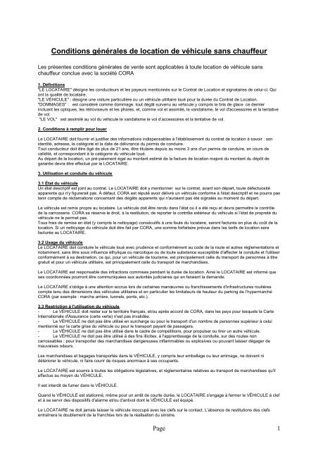 TÃ©lÃ©chargez les conditions gÃ©nÃ©rales de location - Cora