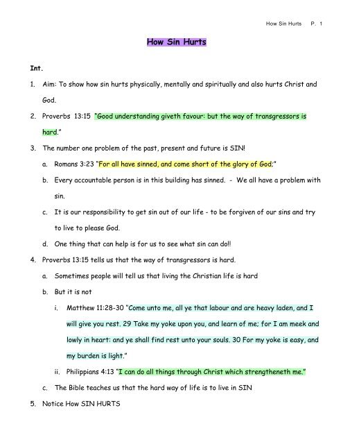 How Sin Hurts - Evans Church of Christ