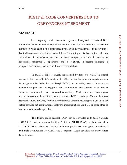 digital code converters bcd to grey/excess-3/7-segment