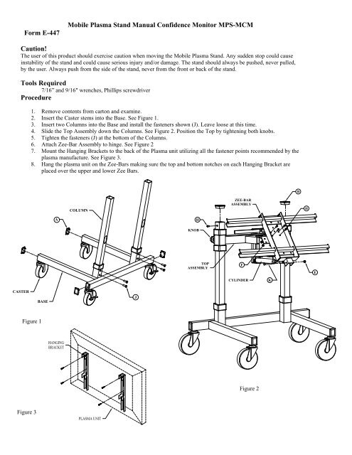 Mobile Plasma Stand Manual Confidence Monitor ... - Projector Zone