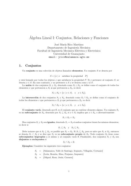 Â´Algebra Lineal I: Conjuntos, Relaciones y Funciones