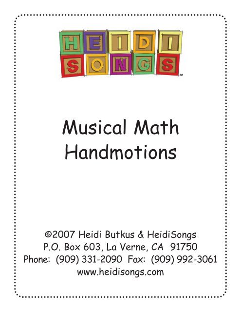 Musical Math Handmotions - Heidi Songs