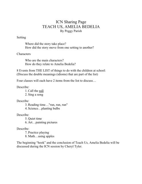 TEACH US, AMELIA BEDELIA - K-12 Connections