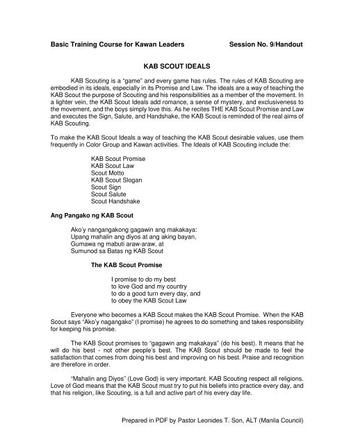 09 KAB Scout Ideals - Scout Center Dot Net