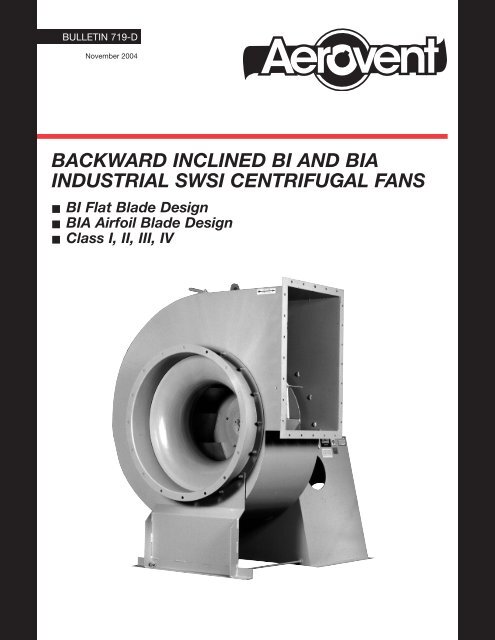 Models BI, BIA - Aerovent