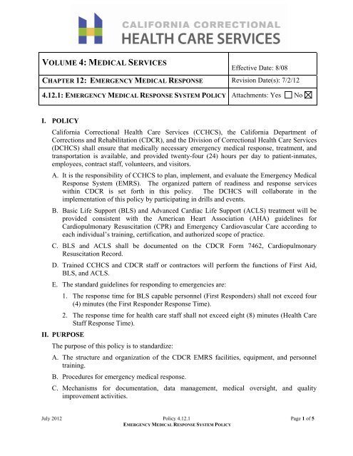 Ch.12.1, Emergency Medical Response System Policy - California ...