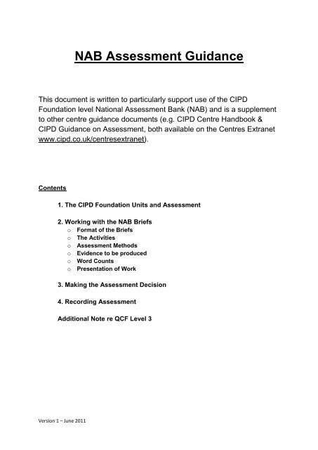NAB Assessment Guidance - CIPD