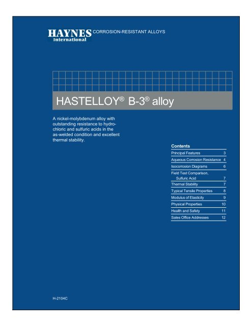 HASTELLOY® B-3® alloy - Haynes International, Inc.