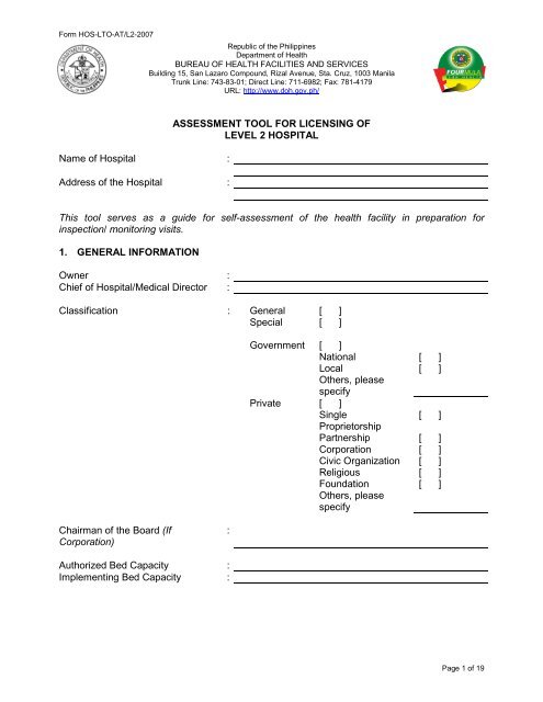 Assessment - Level 2 Hospital - DOH