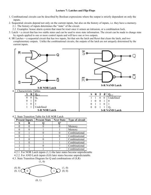 Lecture 7: Latches and Flip-Flops 1. Combinational ... - CS-CSIF