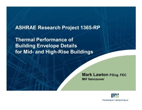 ASHRAE Research Project 1365-RP Thermal Performance of ...