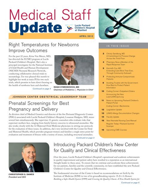 April 2012 - LPCH Intranet - Lucile Packard Children's Hospital