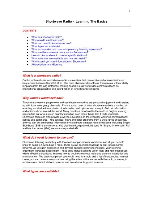Shortwave Radio - Learning The Basics