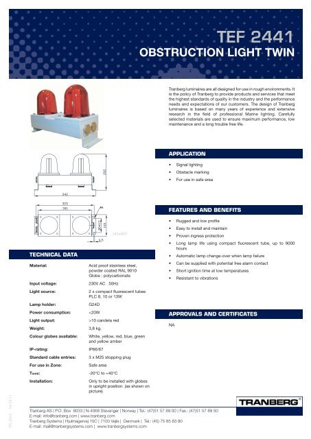 Datasheet - Tranberg