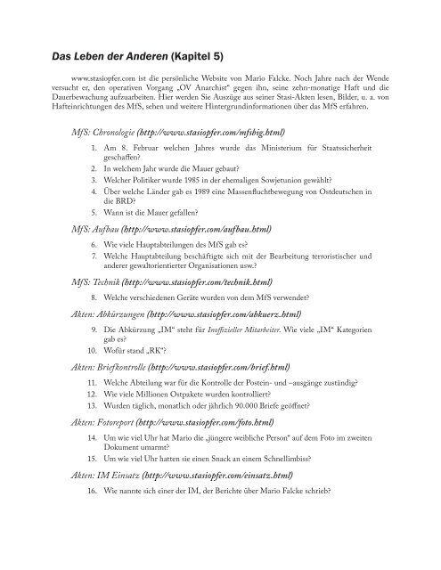 Das Leben der Anderen (Kapitel 5)