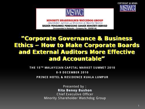 Corporate Governance & Business Ethics