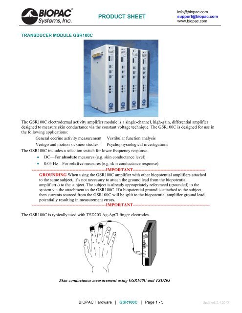 Specifications - Biopac