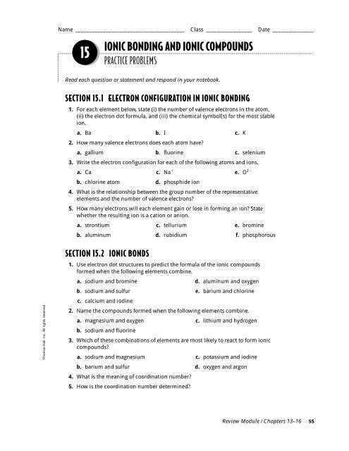 ionic bonding and ionic compounds - Greenwich Public Schools