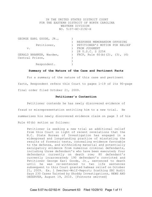 AG's Response to Petitioner's Rule 60(b)Motion - Indigent Defense ...