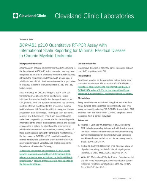 BCR/ABL p210 Quantitative RT-PCR with International Scale ...