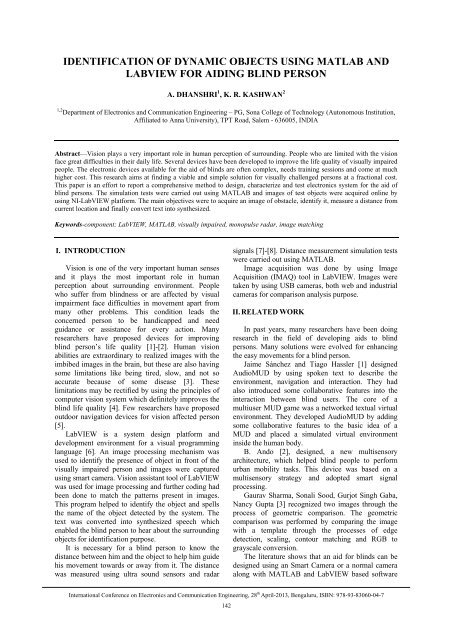 Identification Of Dynamic Objects Using Matlab And Irnet Explore