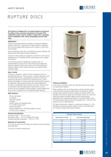 RUPTURE DISCS - Henry Technologies