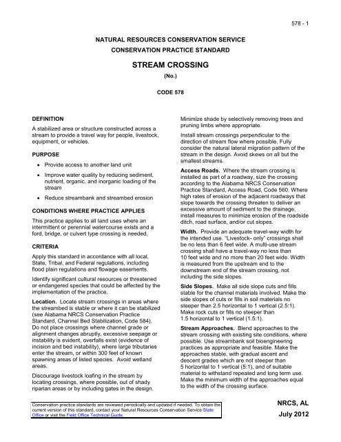 Stream Crossing - Code 578 - Field Office Technical Guide